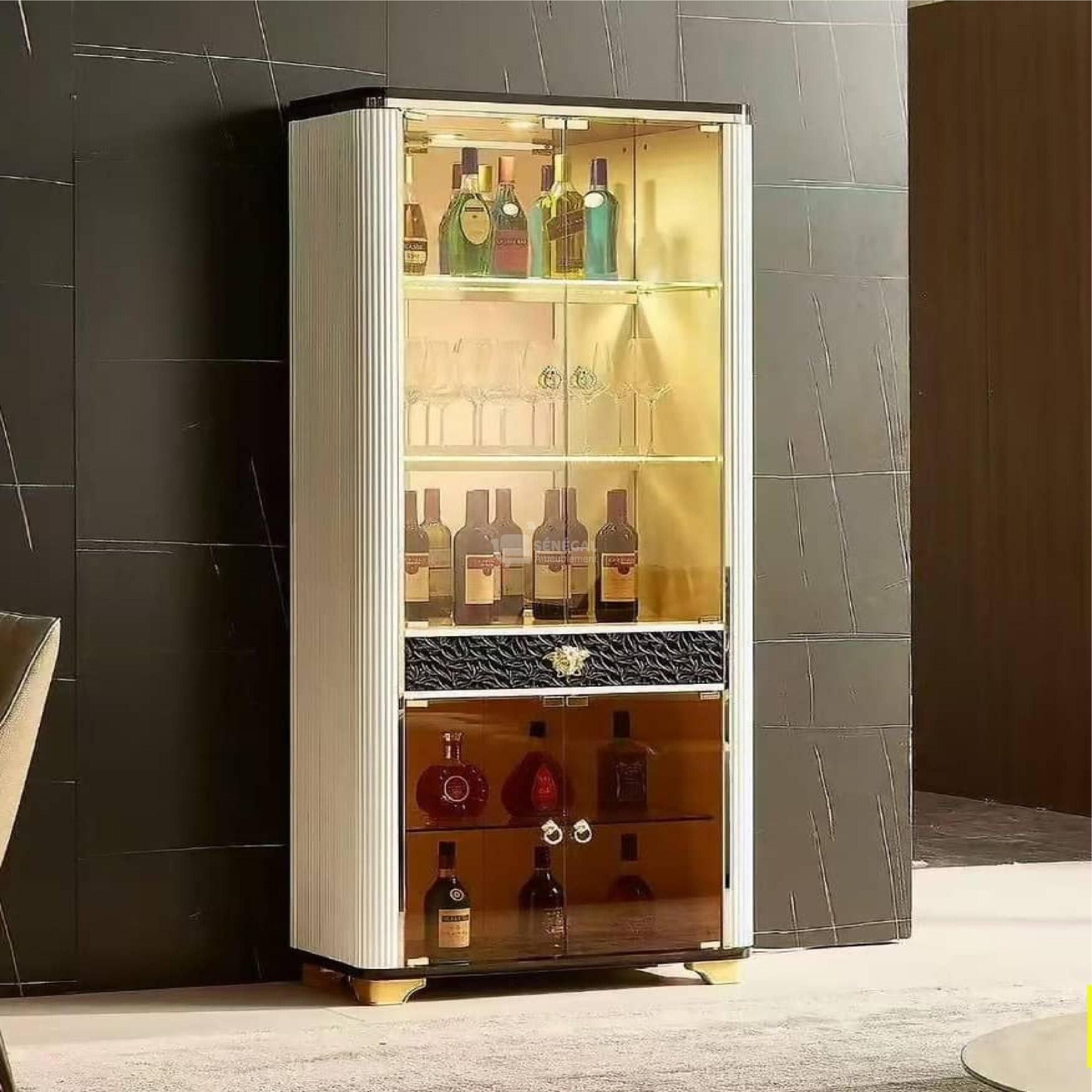 Élégante armoire à vin de luxe avec éclairage LED – Sénégal Ameublement